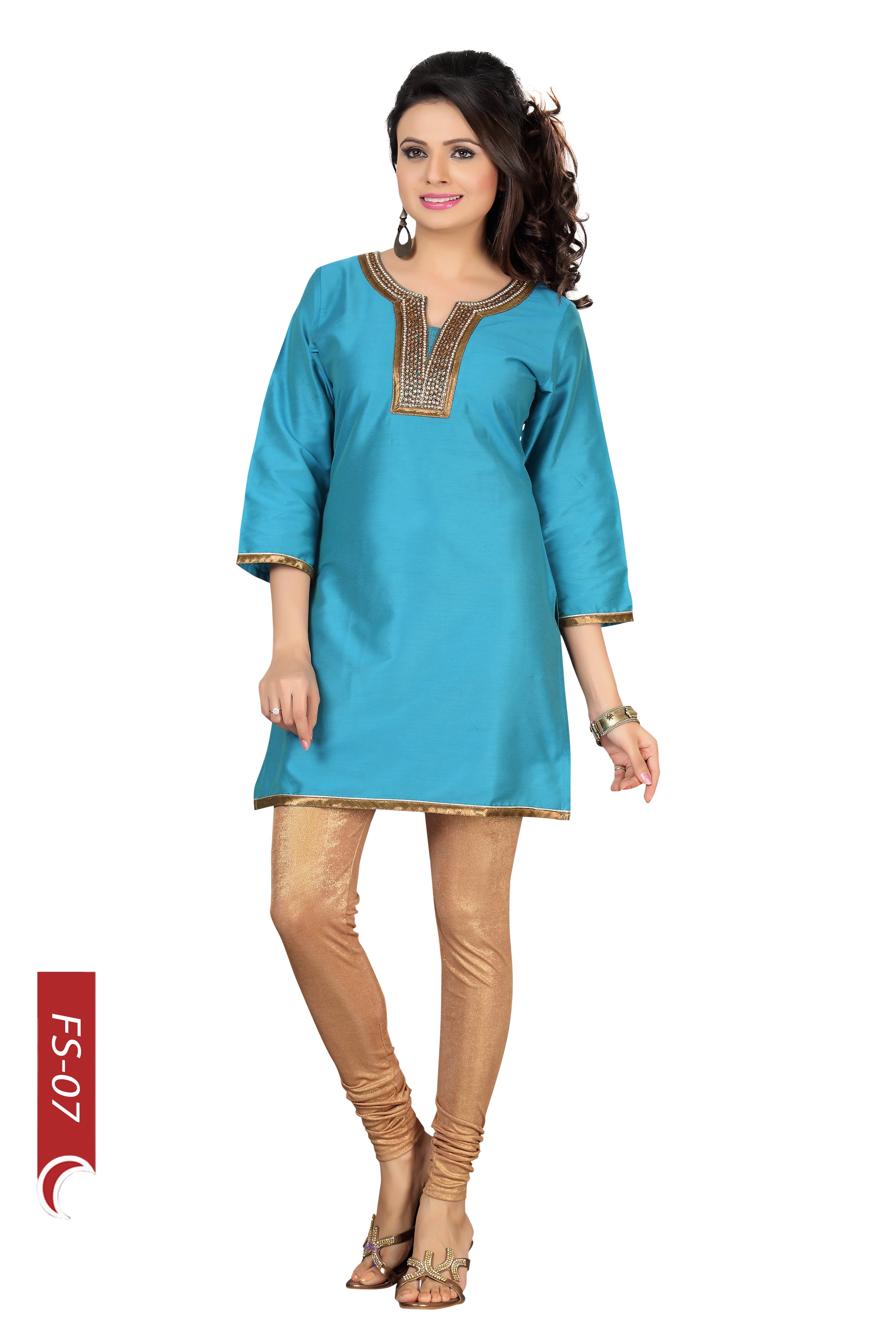 Beauteous Simplistic Blue Short Tunic with Embellishments