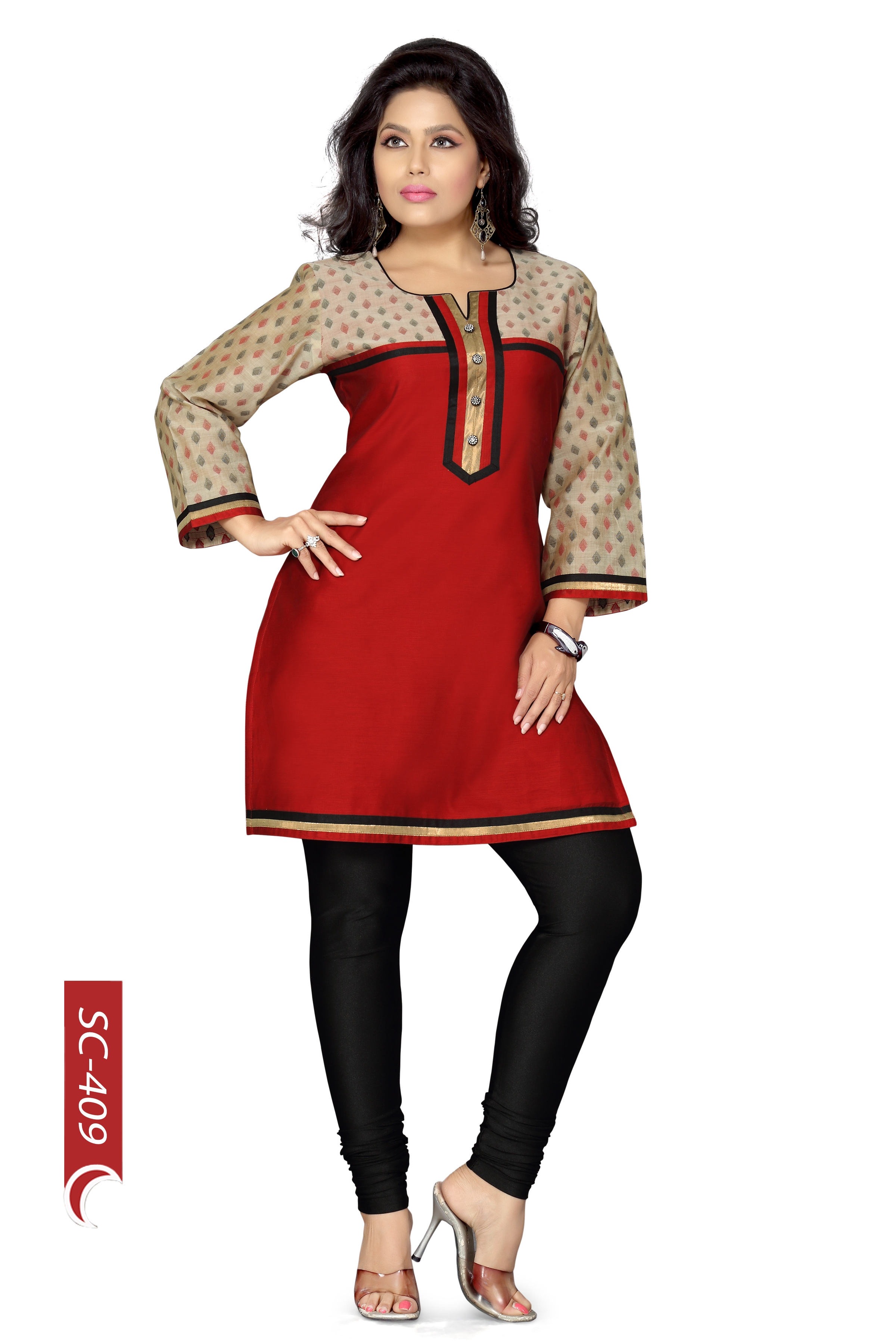 The Red Rhythm Structured Indian Tunic