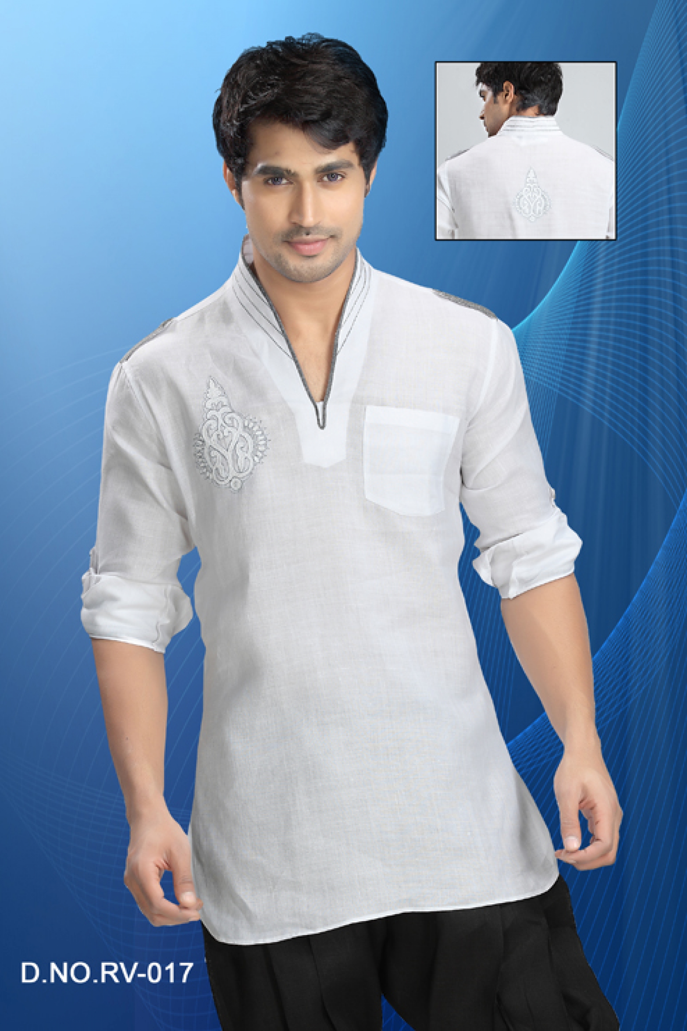 WHITE COLOR EMBROIDERED KURTA FOR MEN