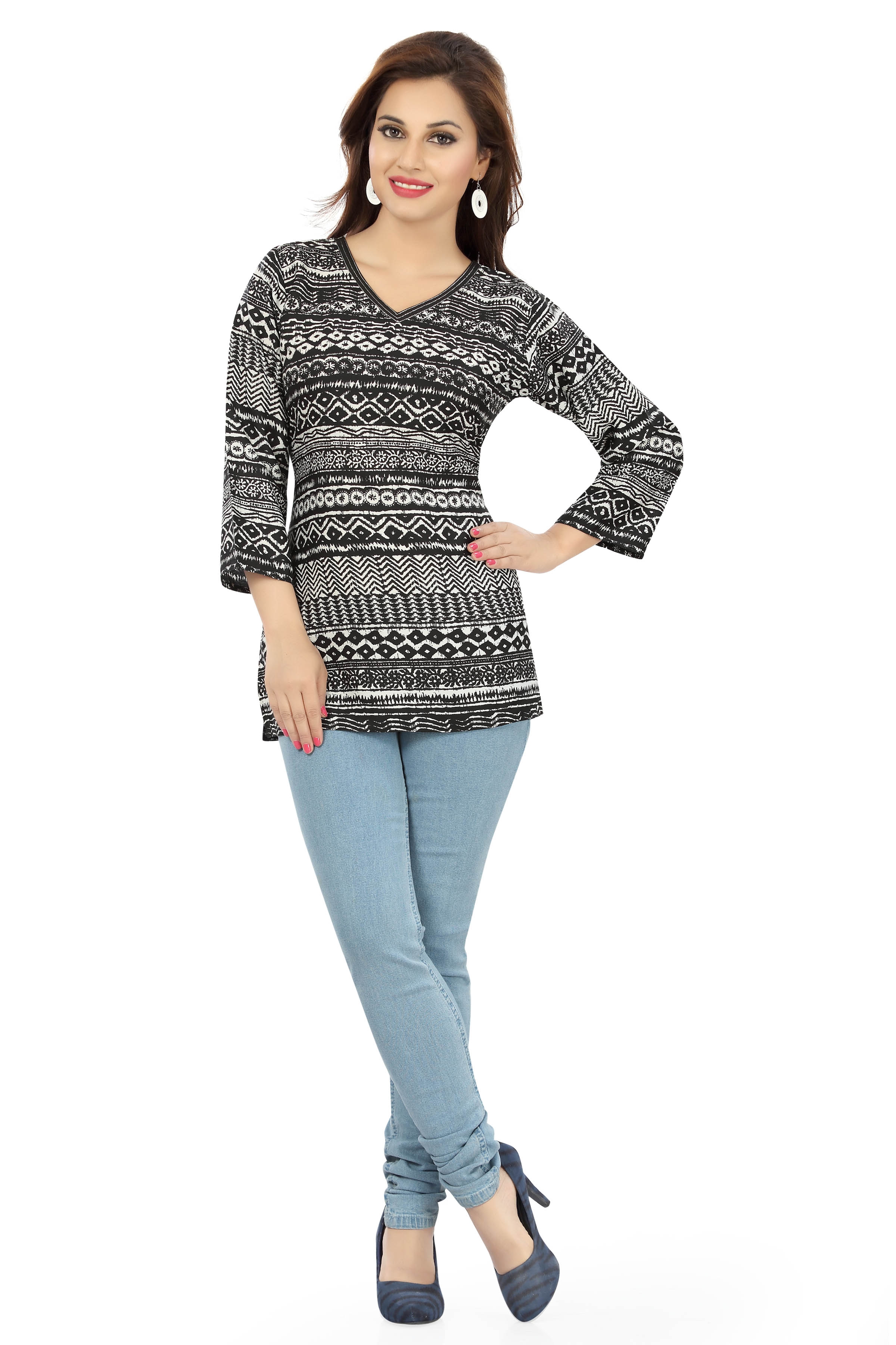 Chaotic Charisma Printed Short Tunic Top for Women