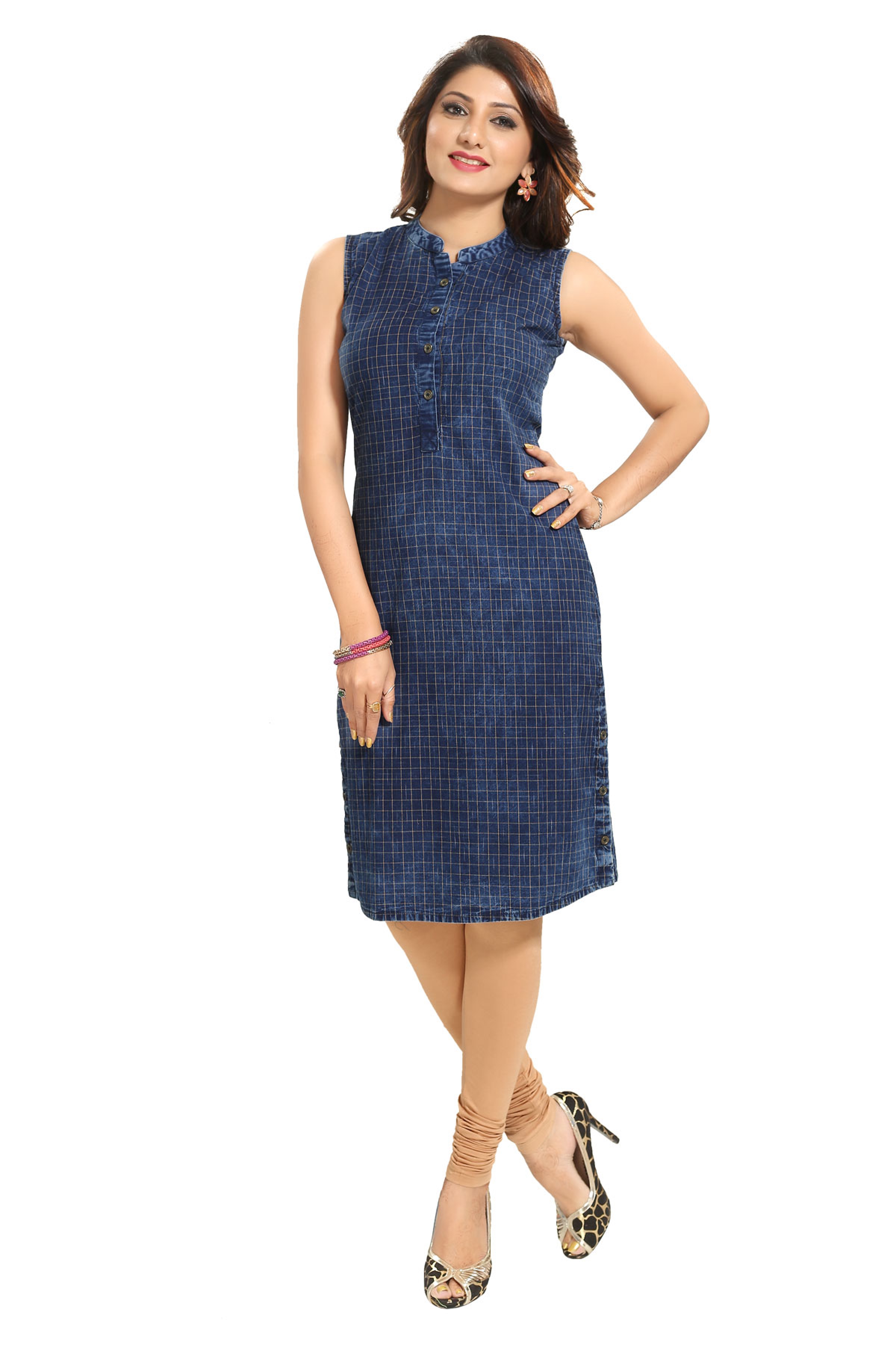 Fun Fiesta Sleeveless Denim Kurti for Casual Wear