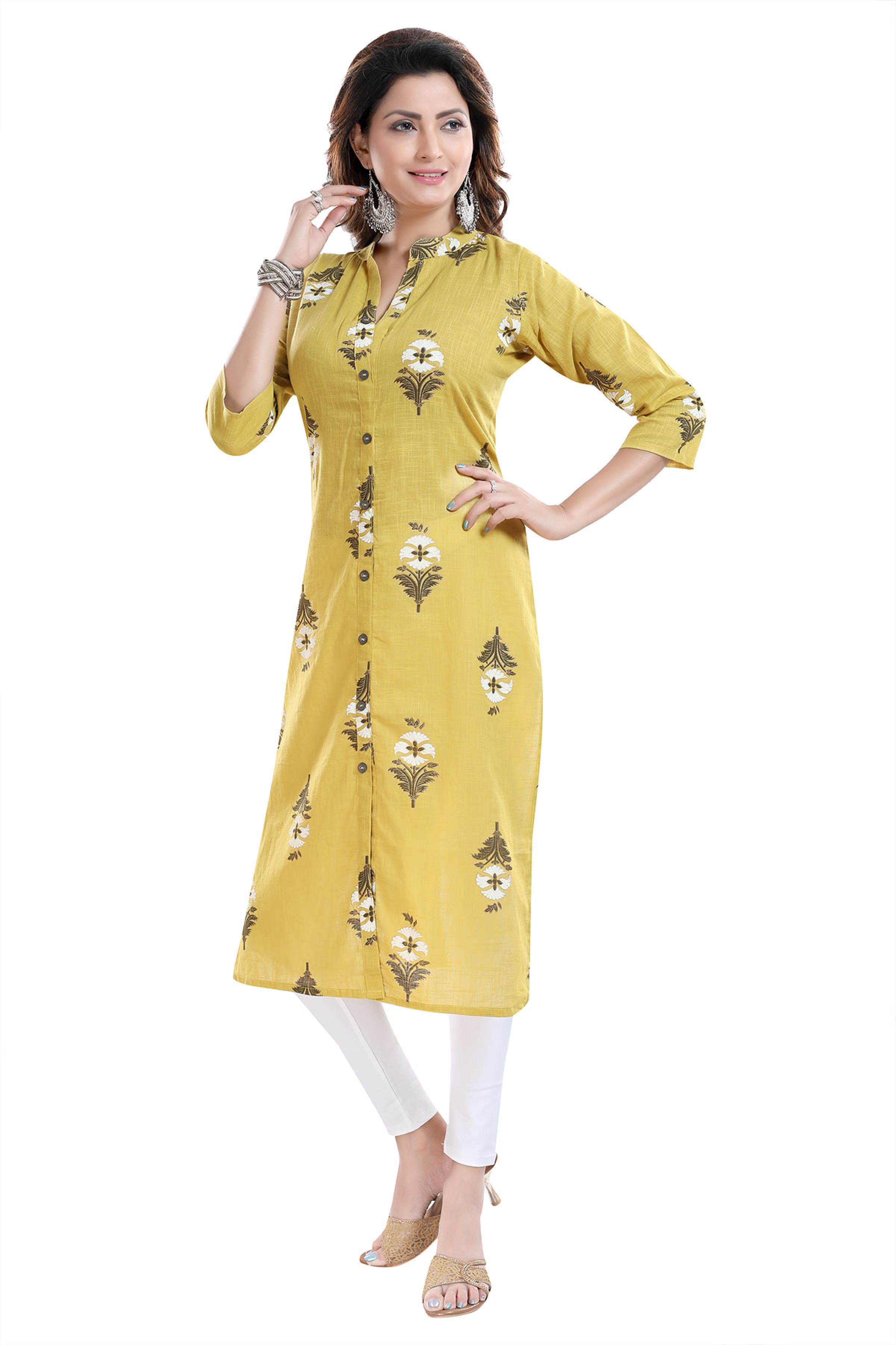 Sophisticated Cotton Printed Front Open Stylish Kurti for Everyday Wear