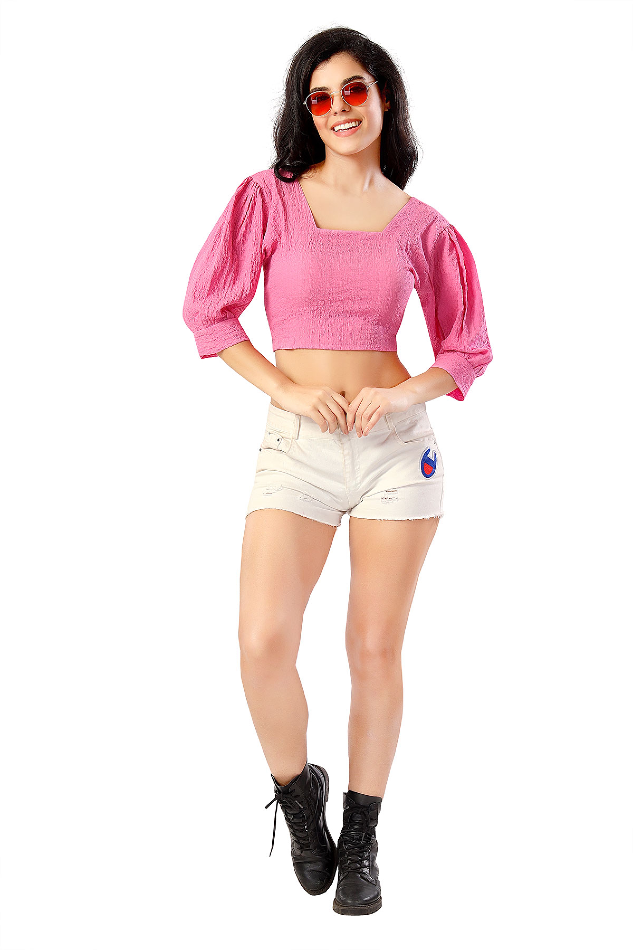 Pinky Pink Bow Back Puff Sleeve Top